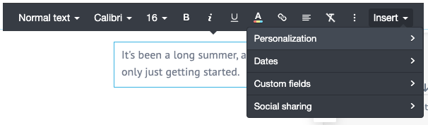 Email builder text blocks