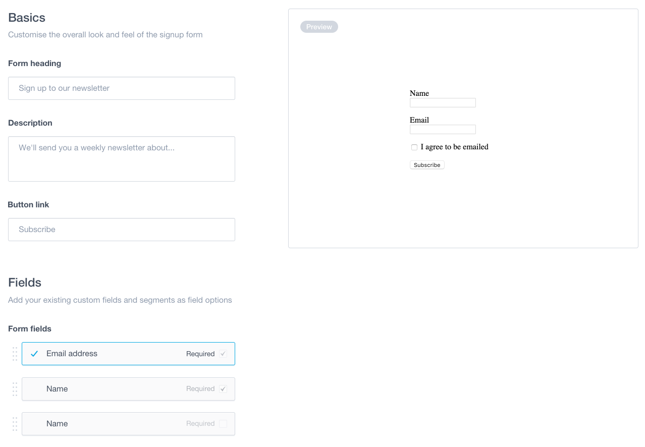 Embed a signup form in your website