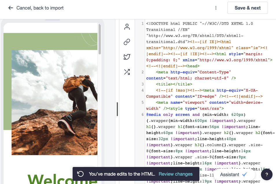 Access and edit email HTML