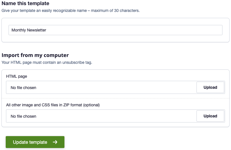 Identify the different template types in your account
